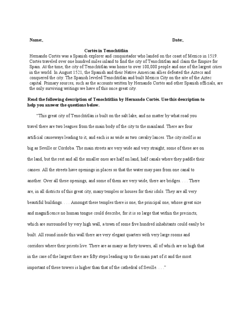 Letter of Cortes | PDF | Hernán Cortés | Aztec