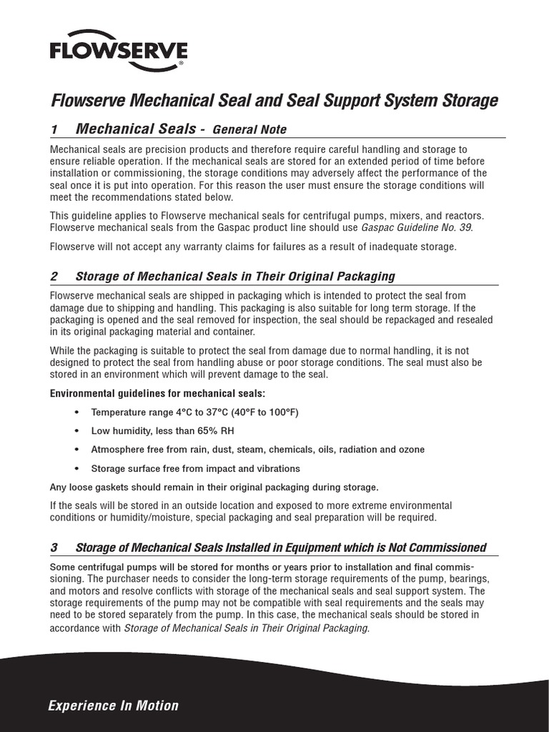 Flowserve Seal Instruction | PDF | Pump | Leak