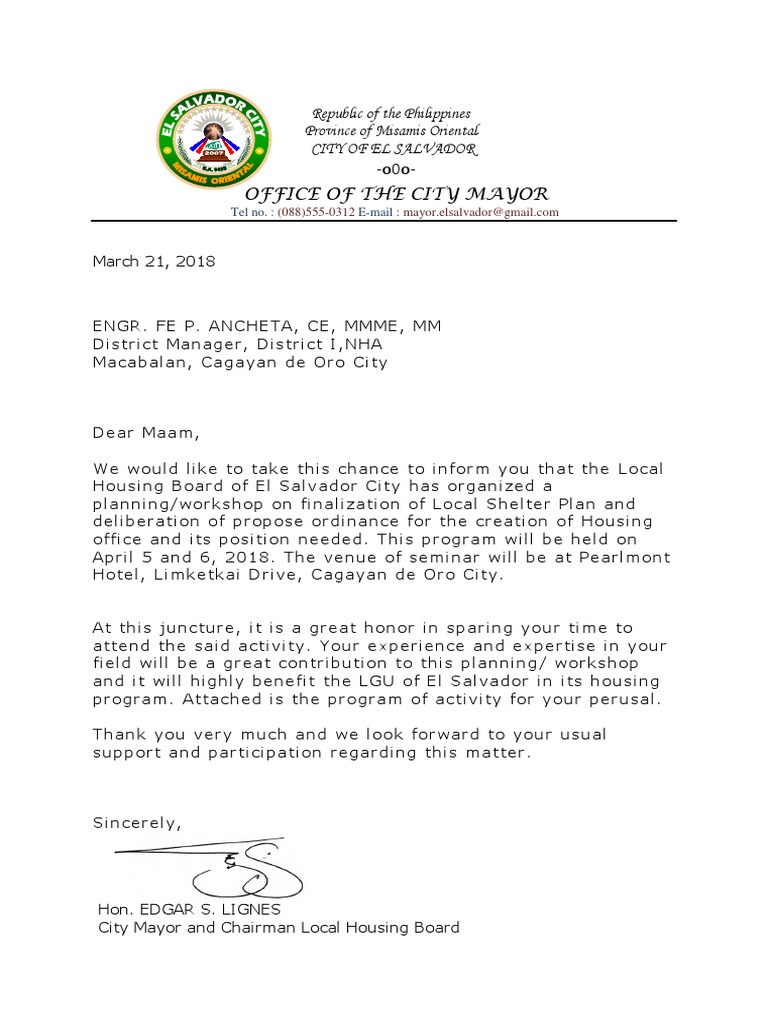 O0o-Office of The City Mayor: Republic of The Philippines Province of ...