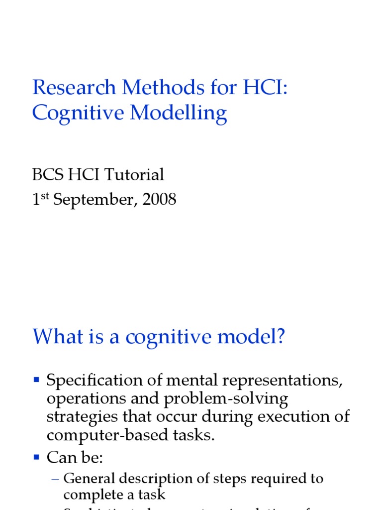 Cognitive Models | PDF | Human–Computer Interaction | Neuroscience