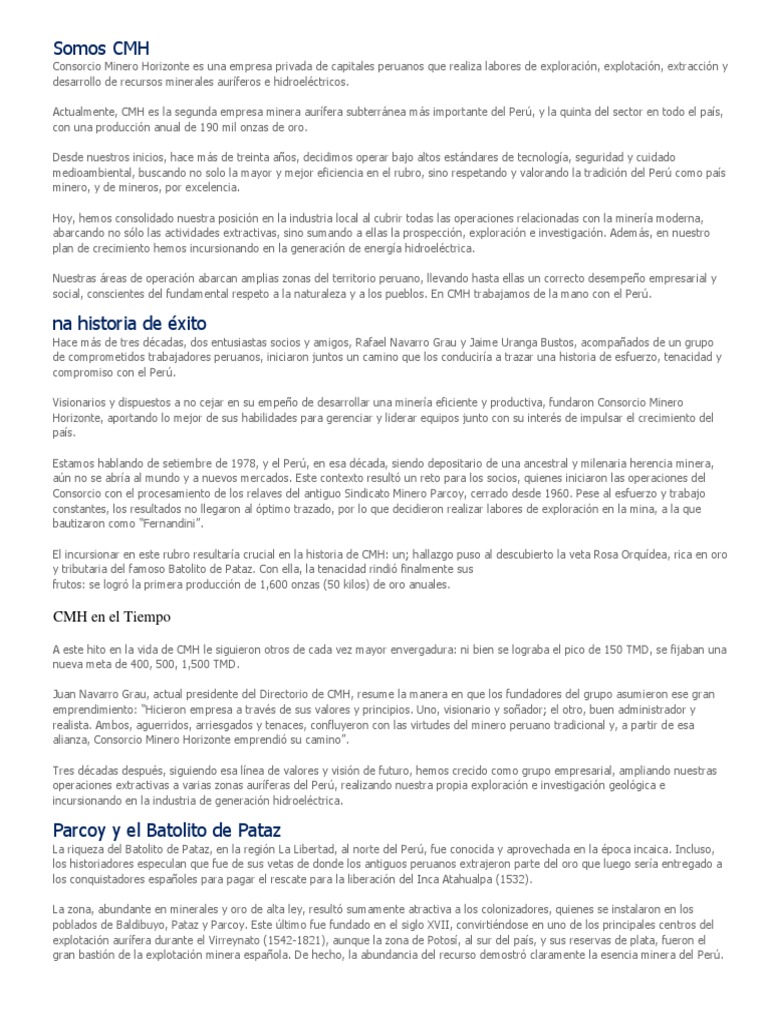 Somos CMH | PDF | Minería | Perú