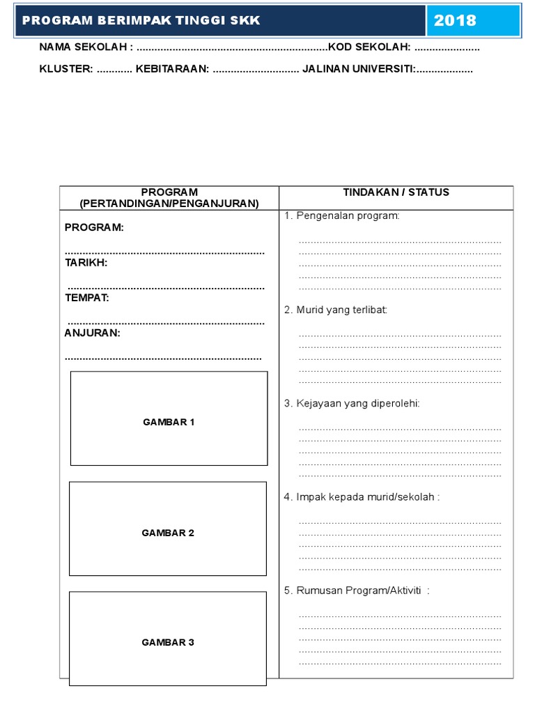 Format Laporan Program Berimpak Tinggi SKK | PDF