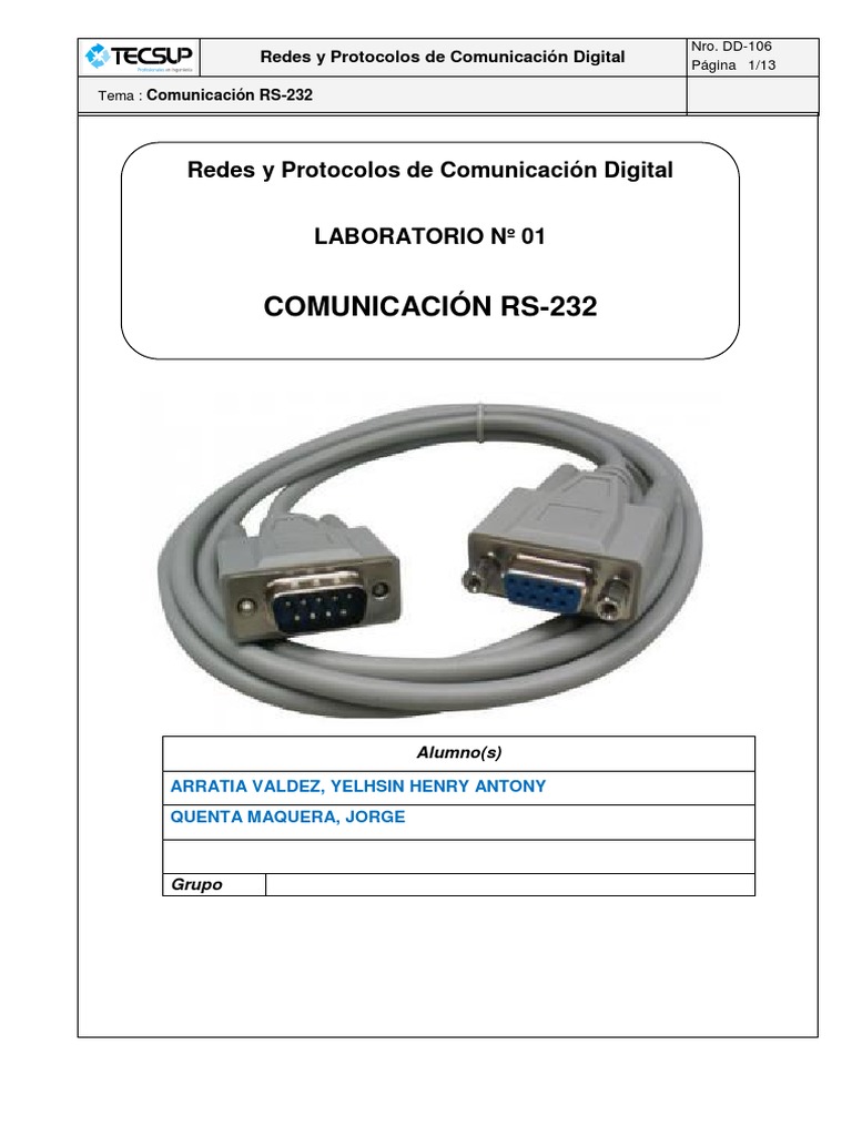 Laboratorio 01 - Comunicacion RS232. | PDF | Red de computadoras | Electrónica