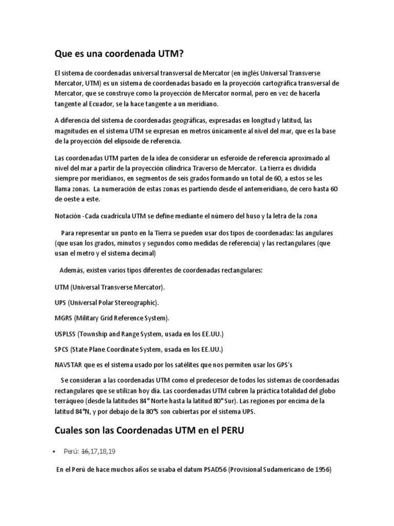 Coordenada UTM | PDF | Infografia | Geometría analítica