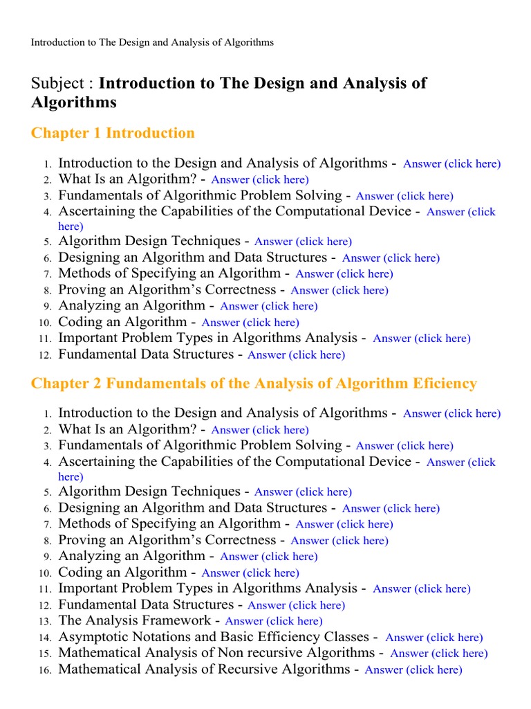 Introduction To The Design And Analysis Of Algorithms Lecture Notes