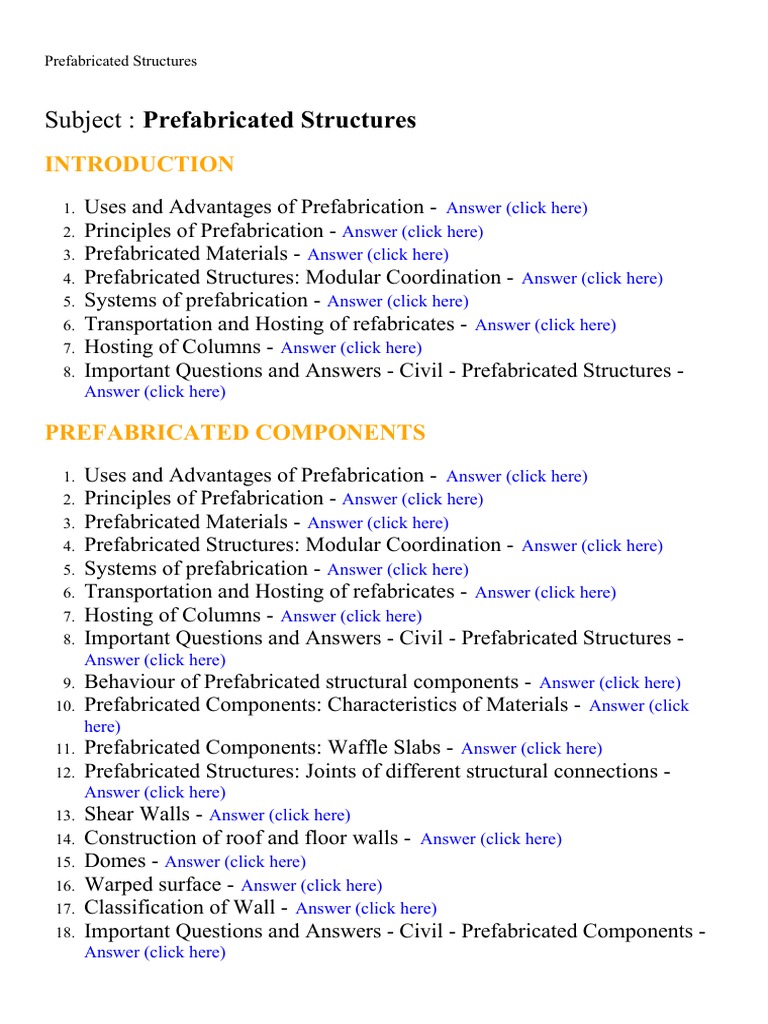 Prefabricated Structures - Lecture Notes, Study Material and Important ...