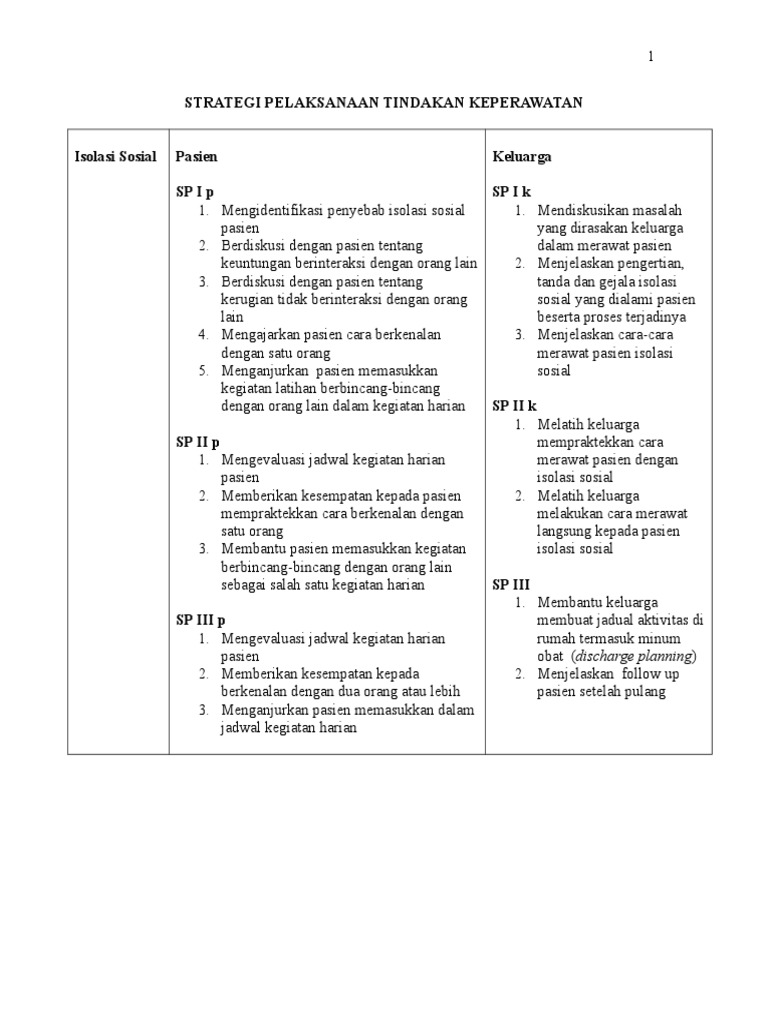Pedoman Strategi Pelaksanaan Tindakan Keperawatan ISOS | PDF