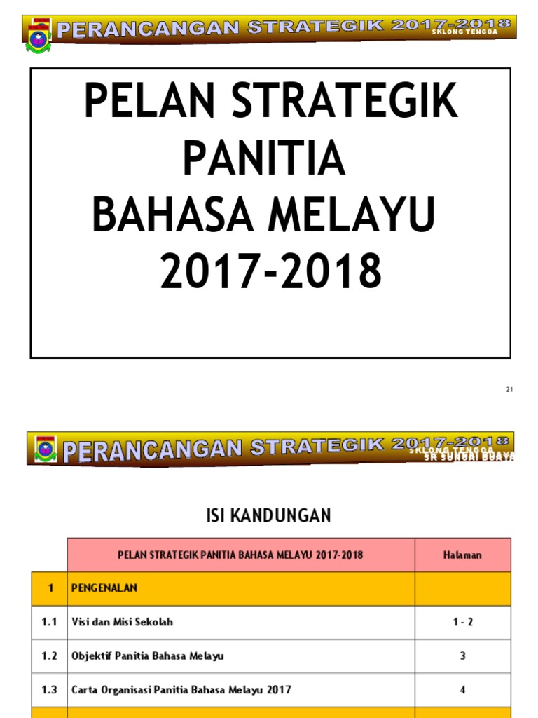 Pelan Strategik Panitia Bahasa Melayu 2017 2018 | PDF
