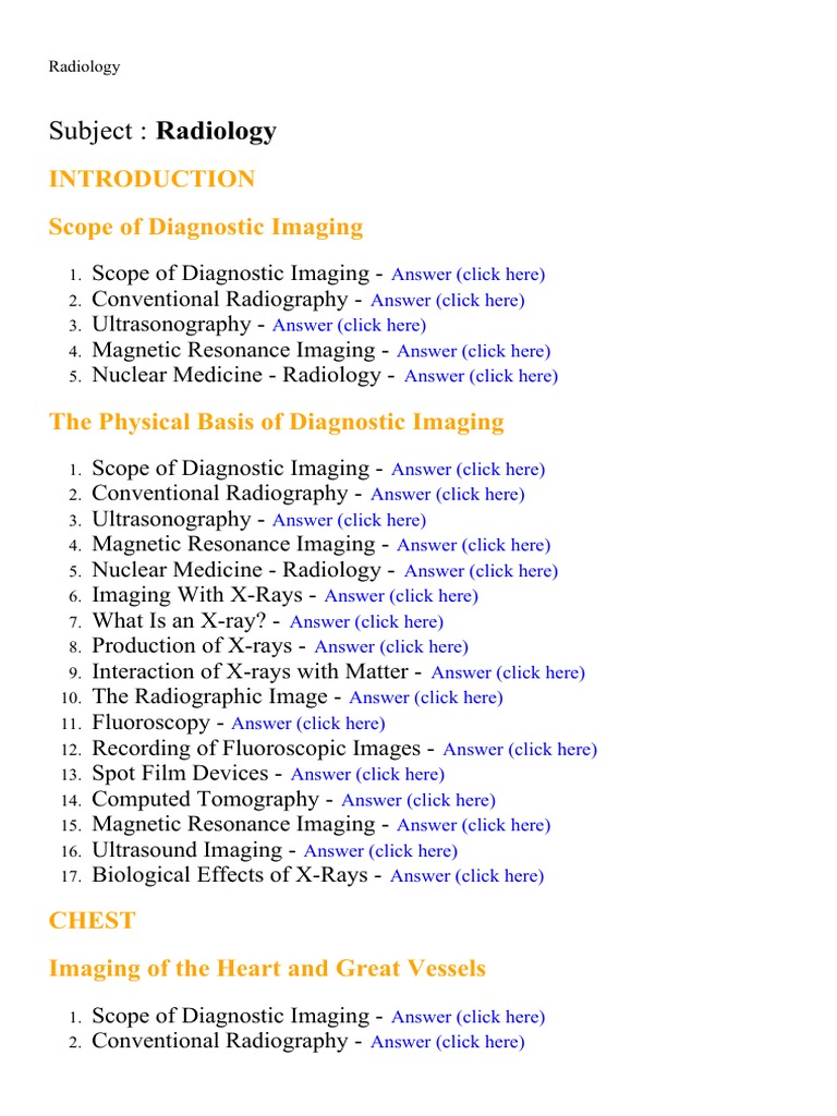 Comprehensive Guide to Radiology | PDF | Radiography | Medical Imaging