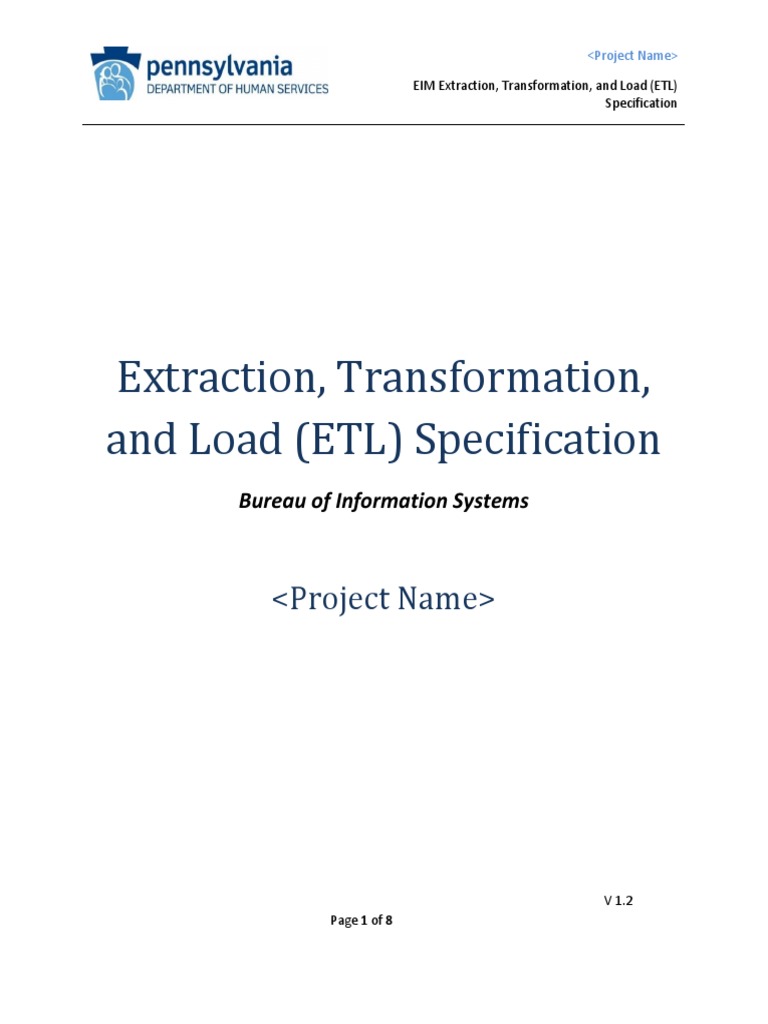 Extraction, Transformation, and Load (ETL) Specification | PDF ...