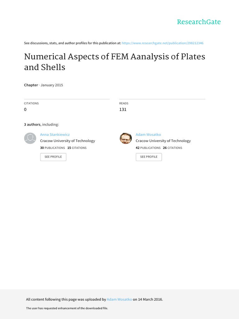 FEM Analysis of Plates and Shells | PDF | Finite Element Method ...