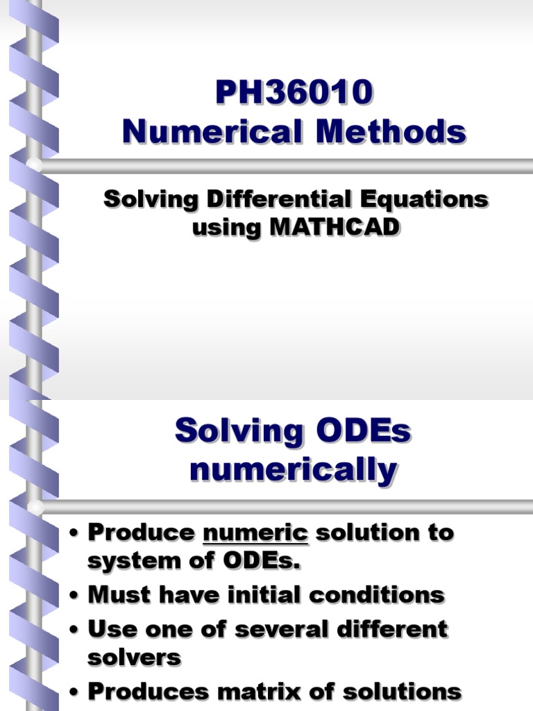 PH36010 Numerical Methods: Solving Differential Equations Using MATHCAD | Download Free PDF ...