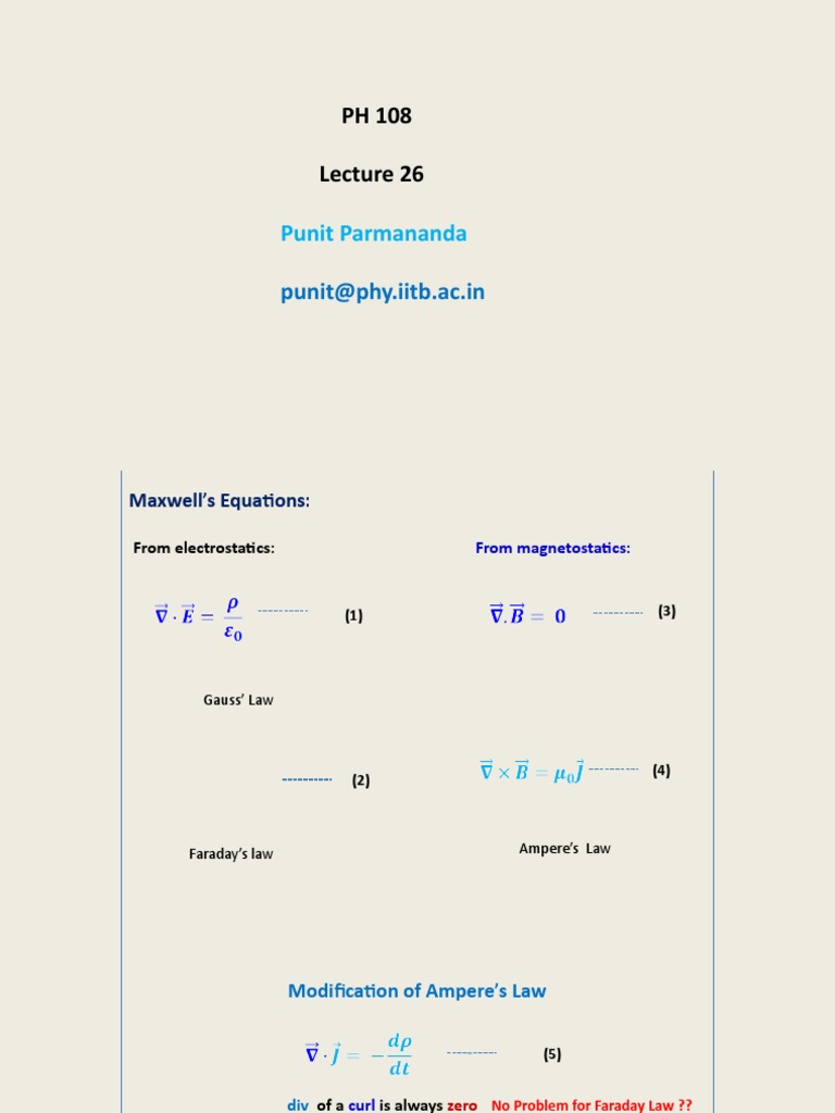 Punit Parmananda: Punit@phy - Iitb.ac - in | PDF | Divergence | Momentum