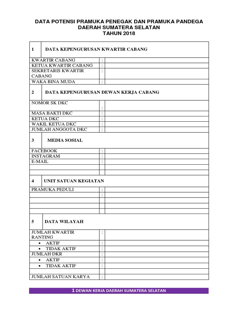 Format Data Potensi Pramuka Penegak Dan Pandega | PDF