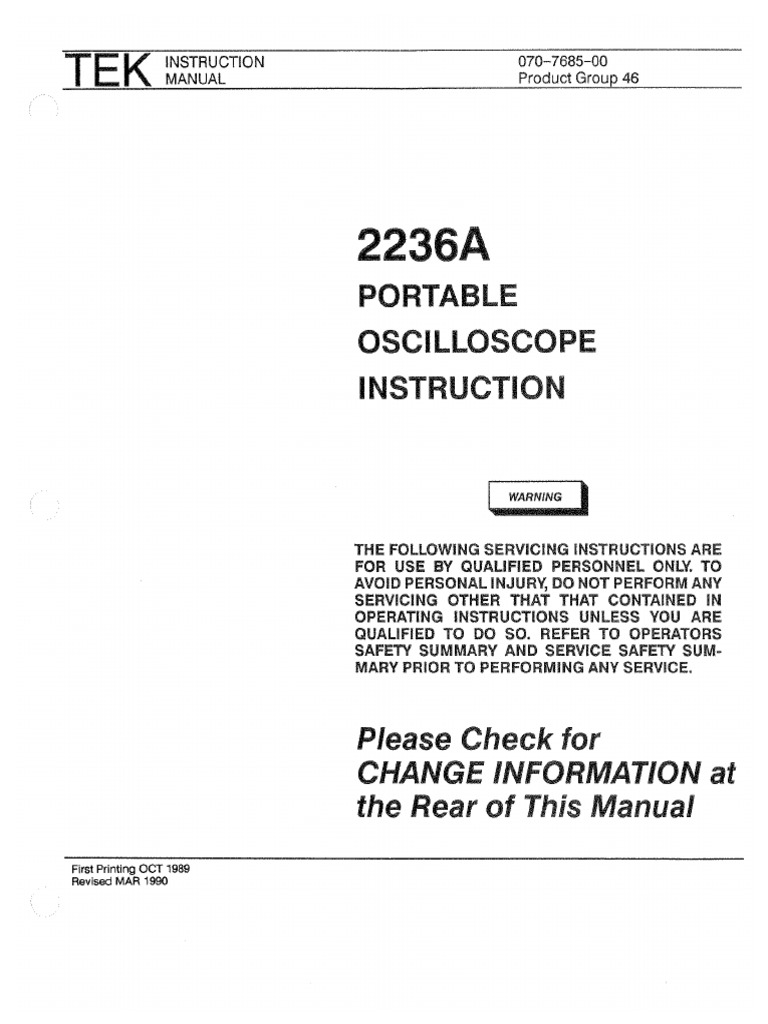 TEK 2236A Operation Only PDF | PDF