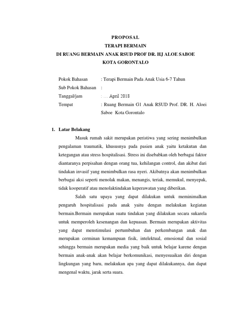 PROPOSAL Terapi Bermain 6-7 Sesi 2 | PDF