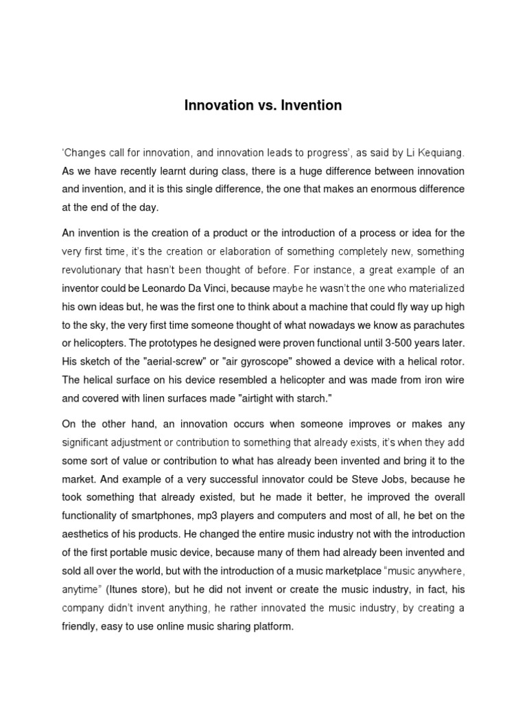 Innovation vs. Invention | PDF | Invention | Helicopter