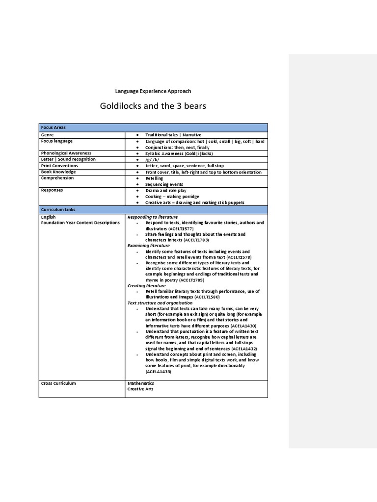 Goldilocks and The 3 Bears Annotated | PDF | Narrative | Reading ...