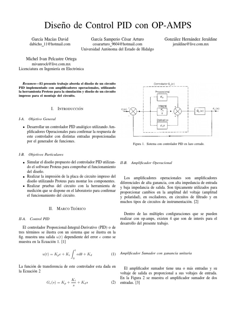 Control PID | Amplificador operacional | Ingenieria Eléctrica