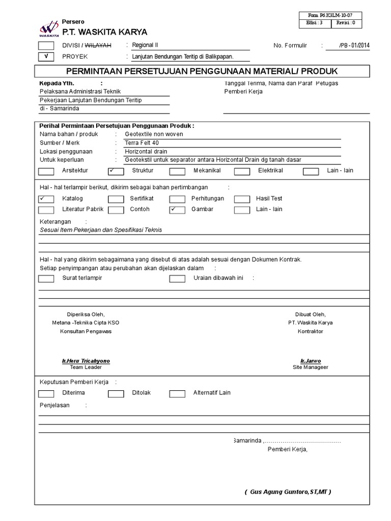 Contoh Approval Material | PDF