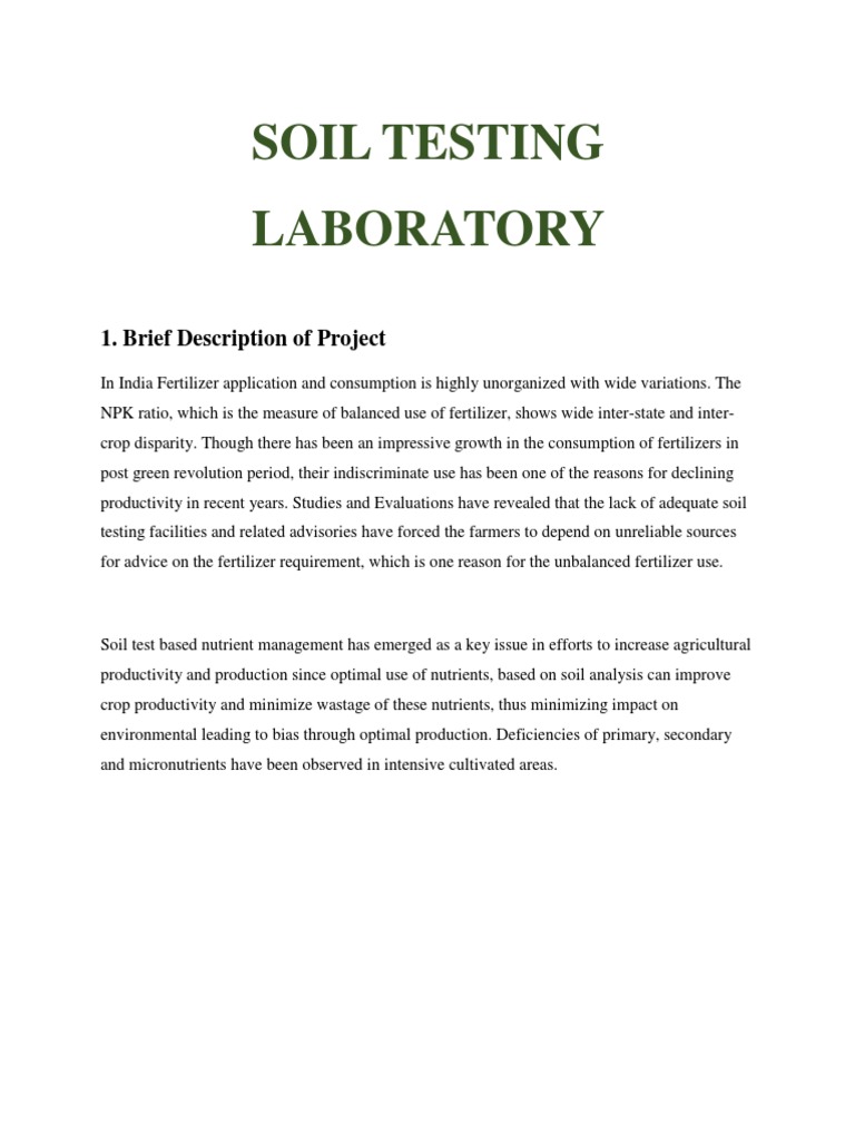 Soil Testing Laboratory: 1. Brief Description of Project | Download ...