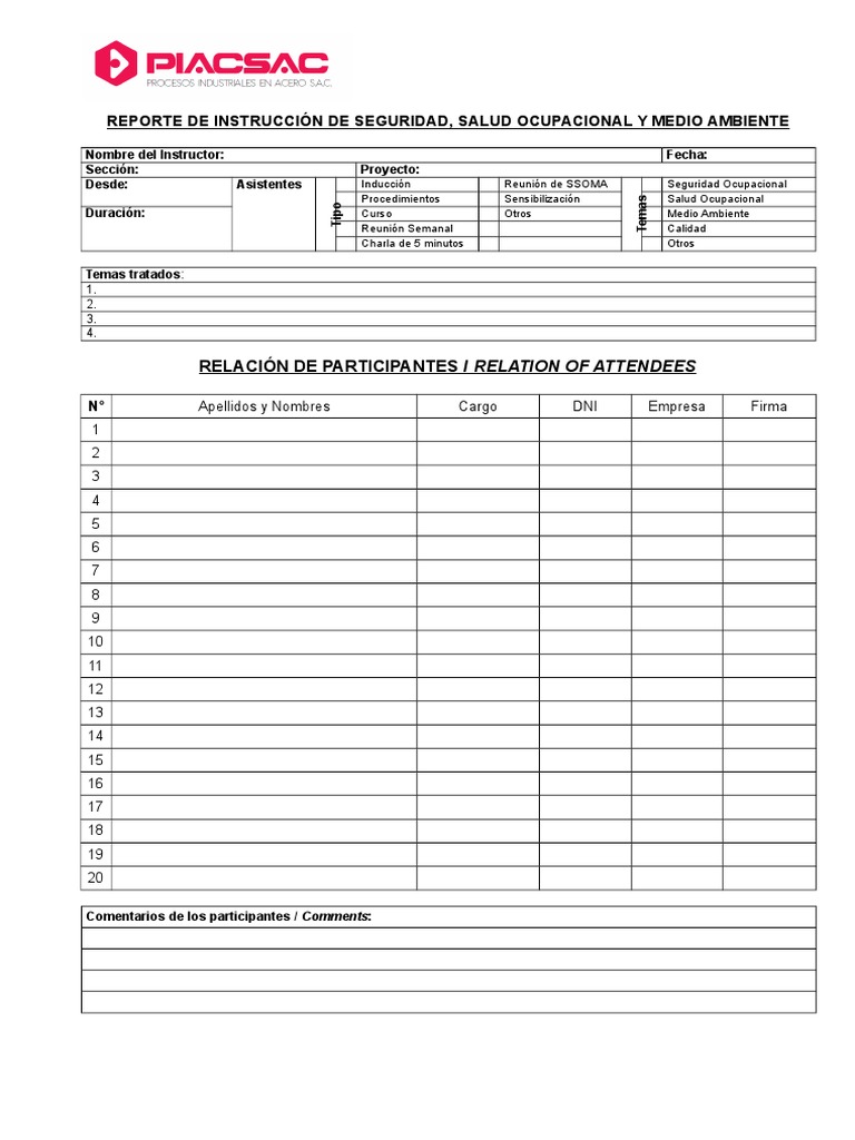 Formato Registro de Charlas | PDF