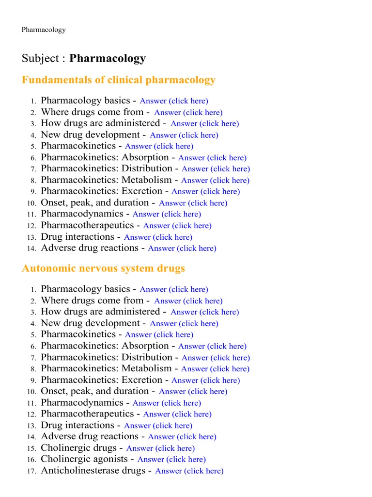 Pharmacology - Lecture Notes, Study Material and Important Questions ...