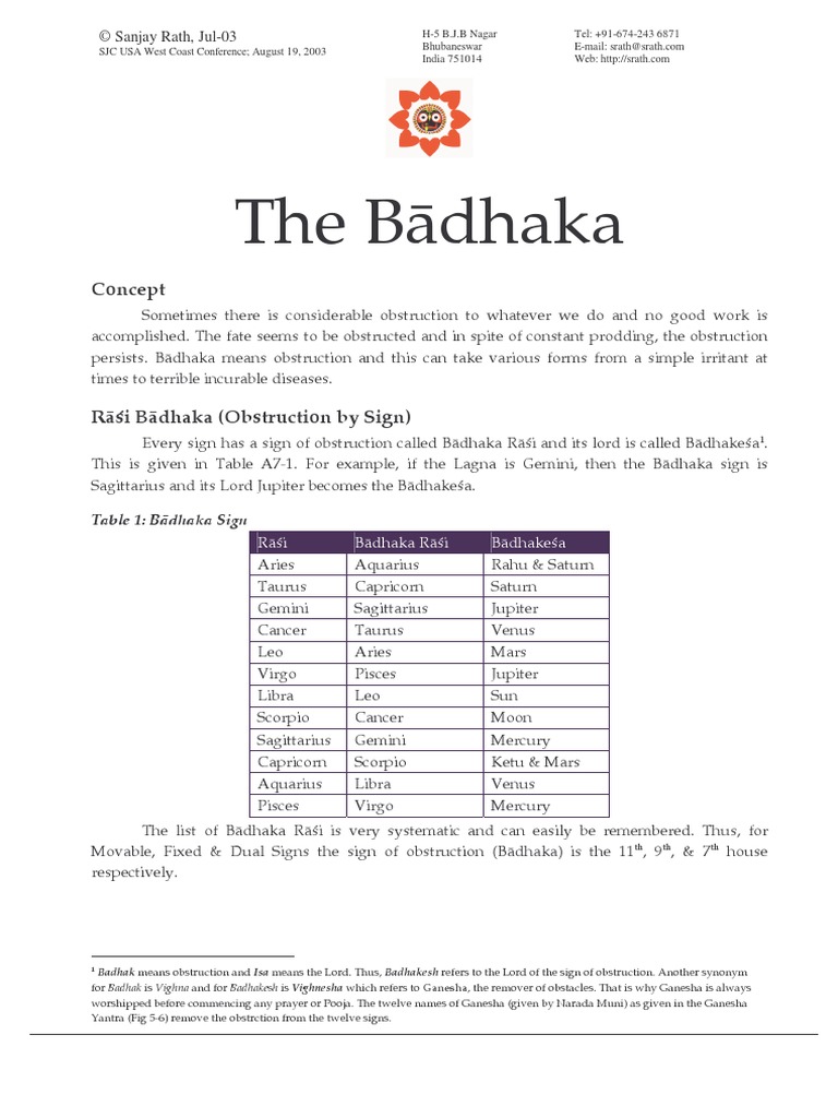 Badhak | PDF | Astrological Sign | Planets In Astrology