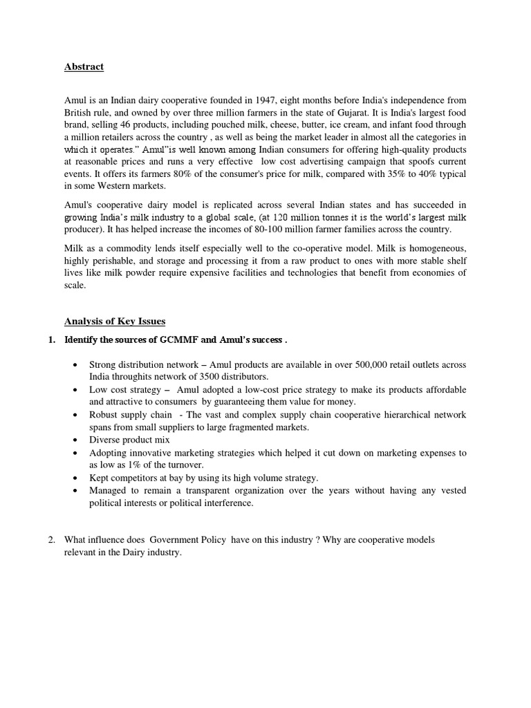 Amul Case Study | PDF | Cooperative | Milk