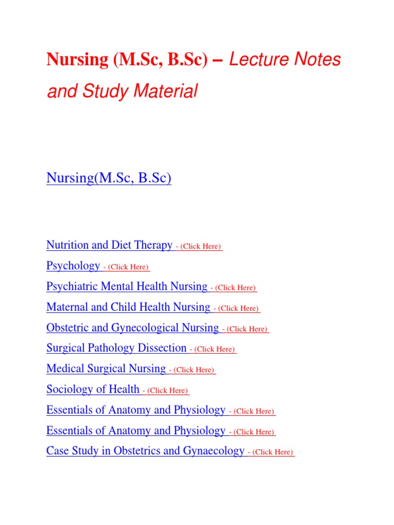 Nursing - Lecture Notes, Study Material and Important Questions ...