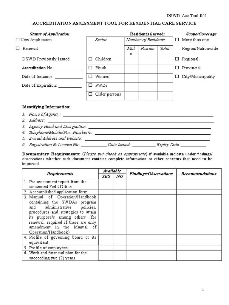 Accreditation Tool Blank | PDF | Performance Appraisal | Employment