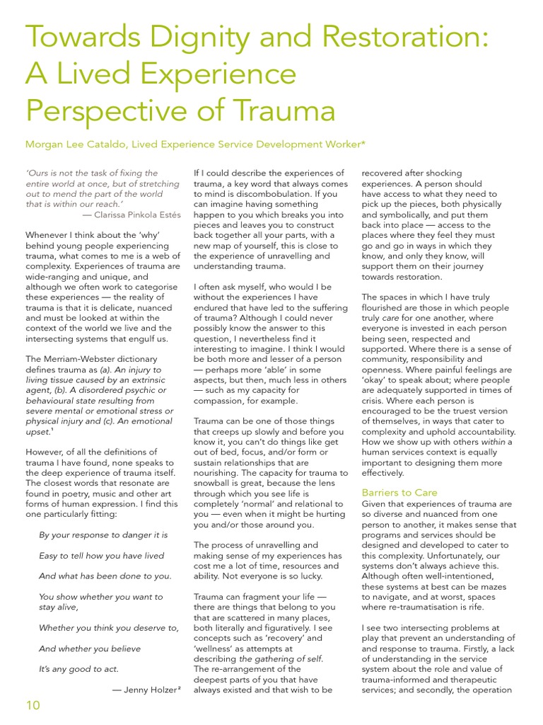 Trauma: A Lived Experience Insight | PDF | Psychological Trauma ...