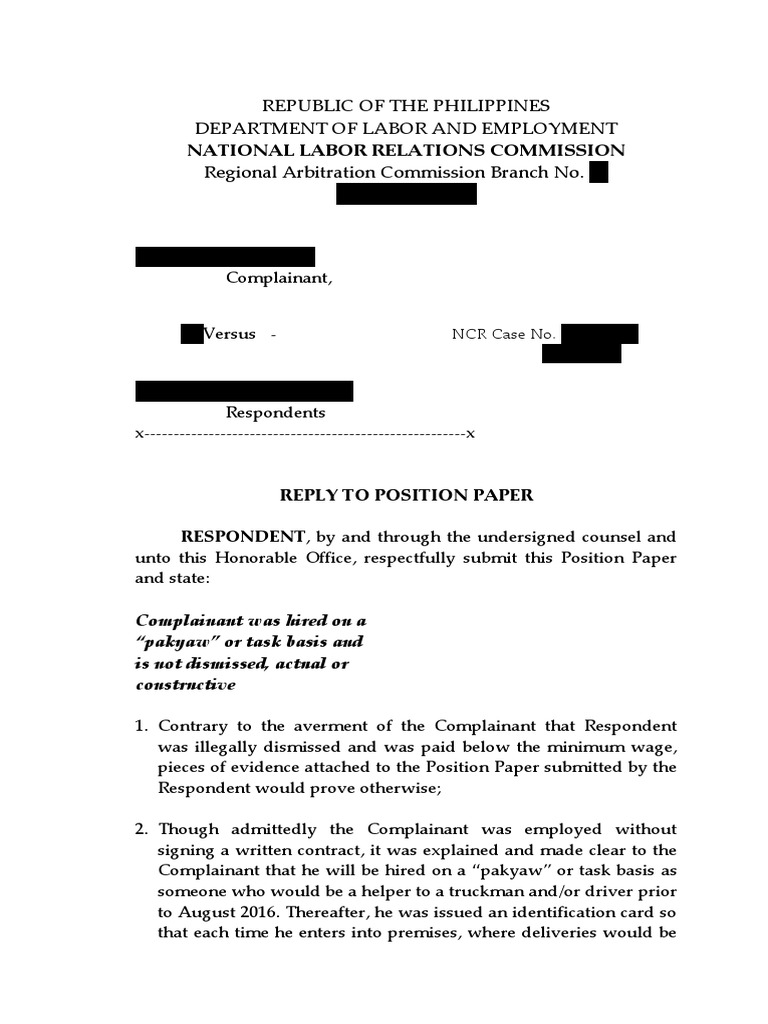 Reply To Position Paper Revised1 | PDF | Damages | Burden Of Proof (Law)