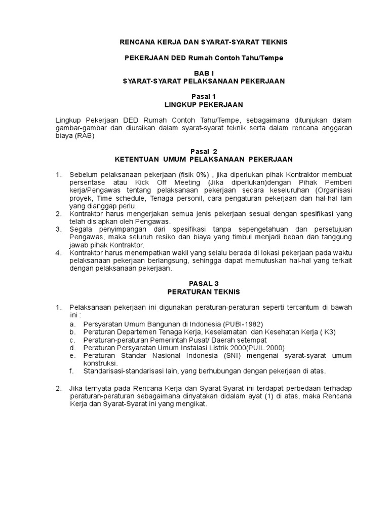 RKS Rumah Contoh | PDF