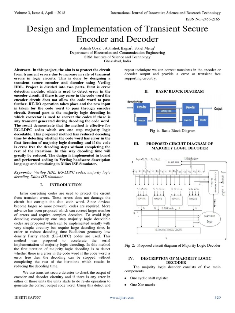 Design and Implementation of Transient Secure Encoder and Decoder | PDF | Hardware Description ...