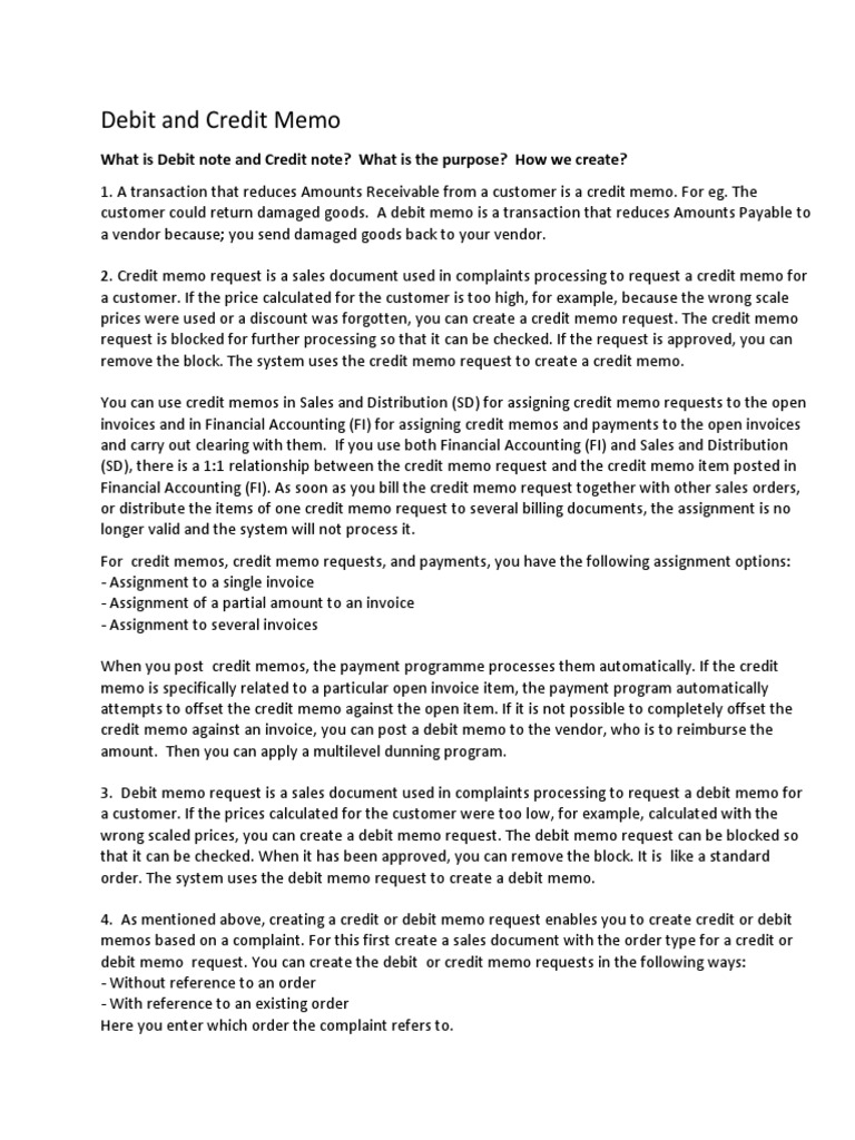 Understand Debit and Credit Memos | PDF | Invoice | Accounts Payable