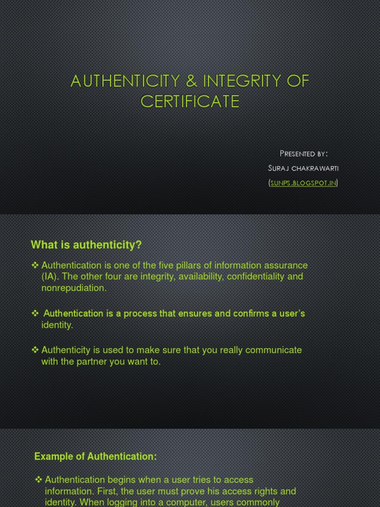 Digital Certificate Integrity & Authentication | PDF | Public Key ...