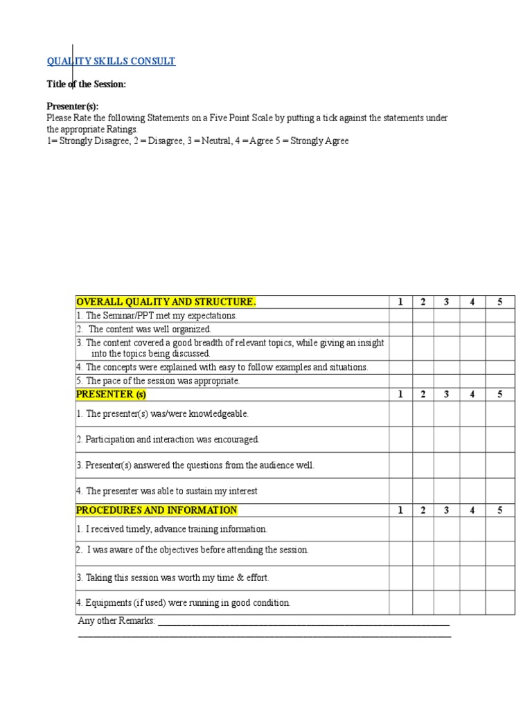 QS Evaluation Form | PDF
