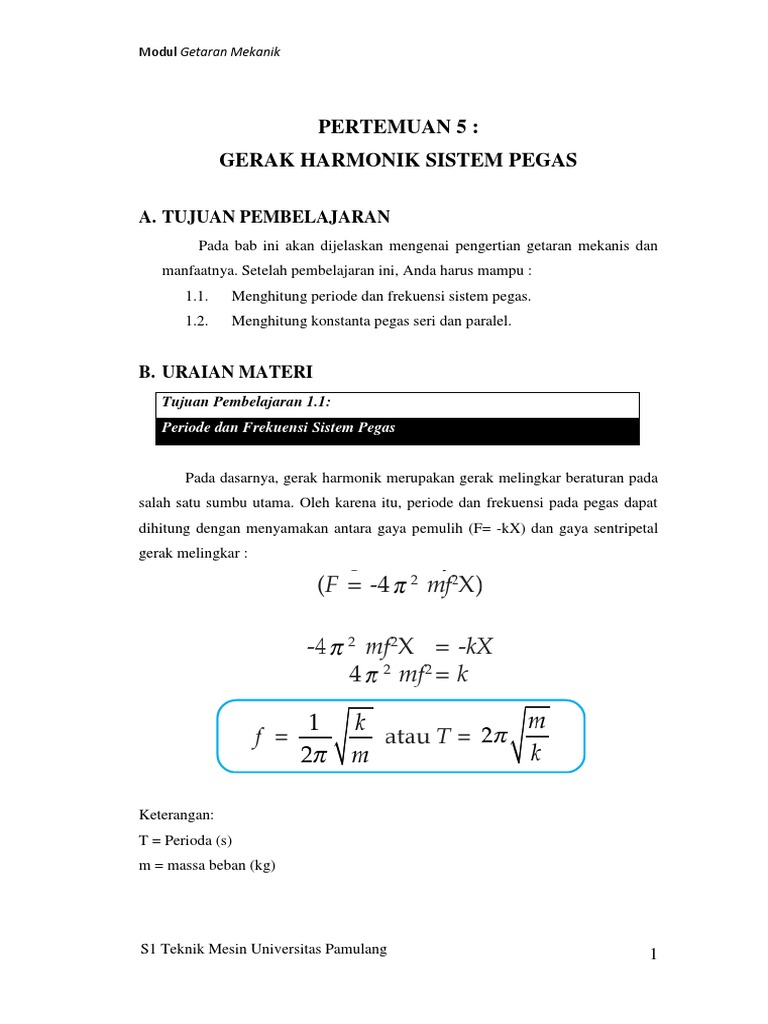 Getaran Mekanik - Modul 5 | PDF