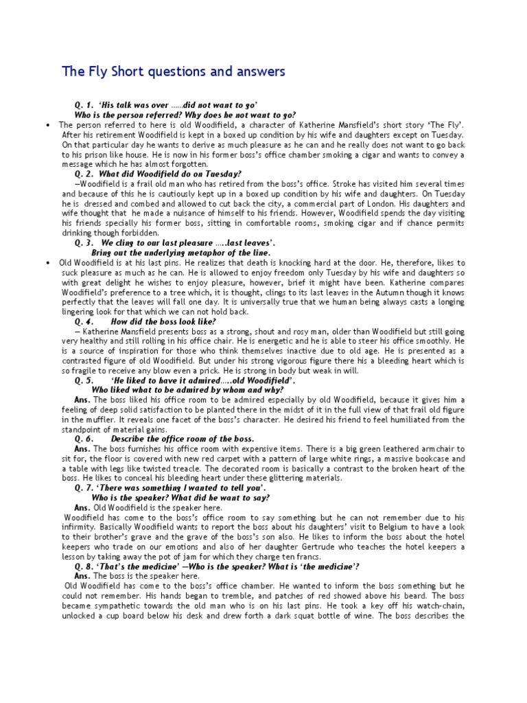 The Fly Short Questions and Answers | PDF