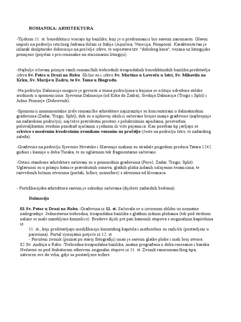 Umjetnost Romanike I Gotike U Hrvatskoj | PDF