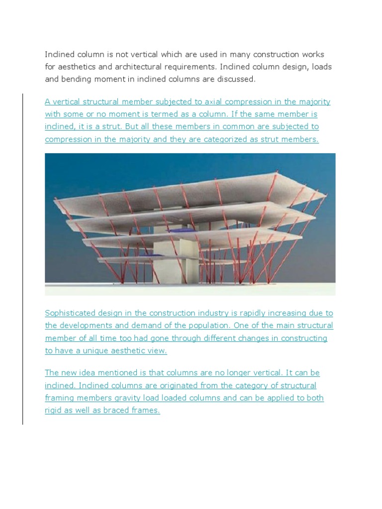 Design and analysis of inclined columns | PDF | Beam (Structure) | Column