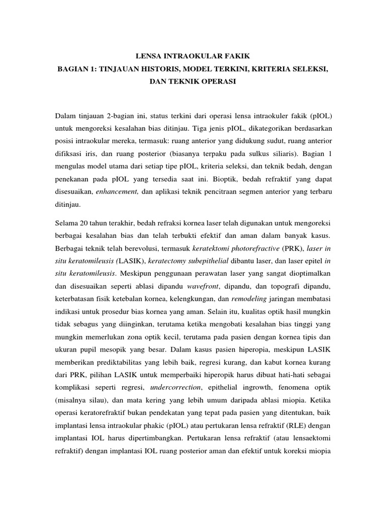Lensa Intraokular Faki1 | PDF