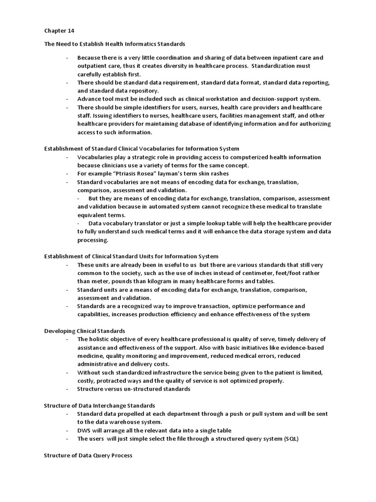 Health Informatics Standards Overview | PDF | Electronic Health Record ...