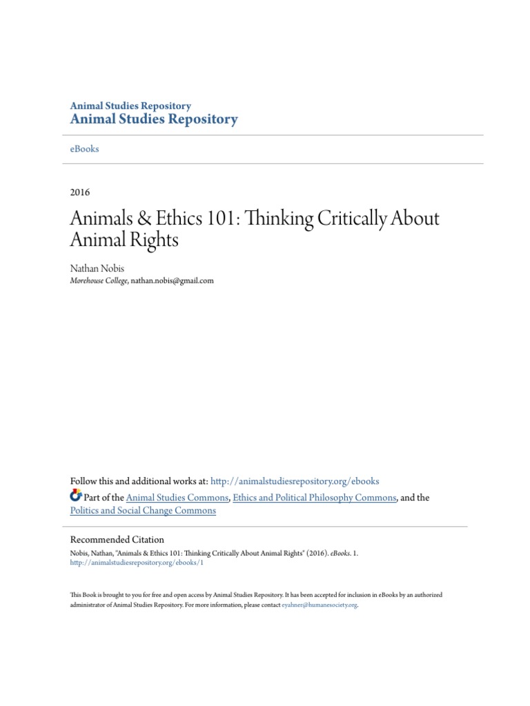 Animals & Ethics 101 - Thinking Critically About Animal Rights | PDF ...