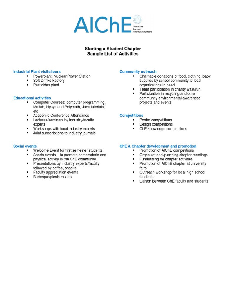 Starting an AIChE Student Chapter | PDF | Art