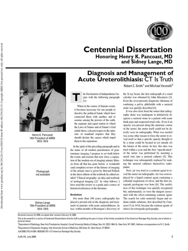 Centennial Dissertation: Diagnosis and Management of Acute ...