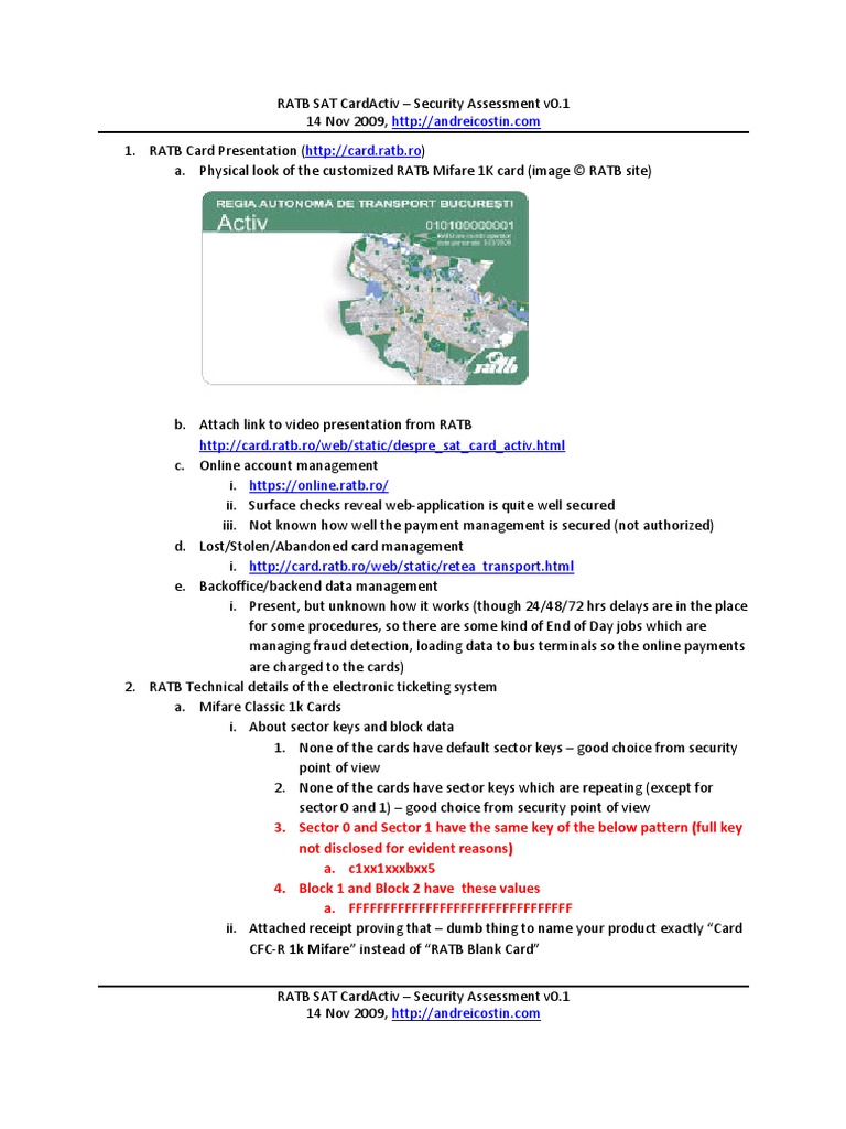 RATB Card Security Assessment v0 1 | PDF | Computing | Computing And ...