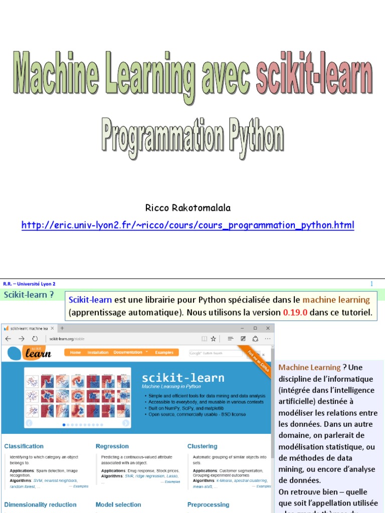 Machine Learning Avec Scikit-Learn | PDF | Machine à vecteurs de support | Régression logistique
