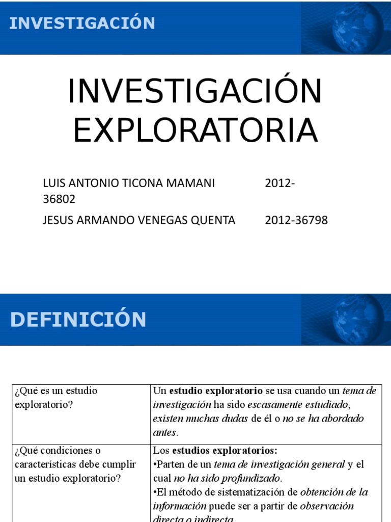 INVESTIGACIÓN-EXPLORATORIA | Hipótesis | Estadísticas